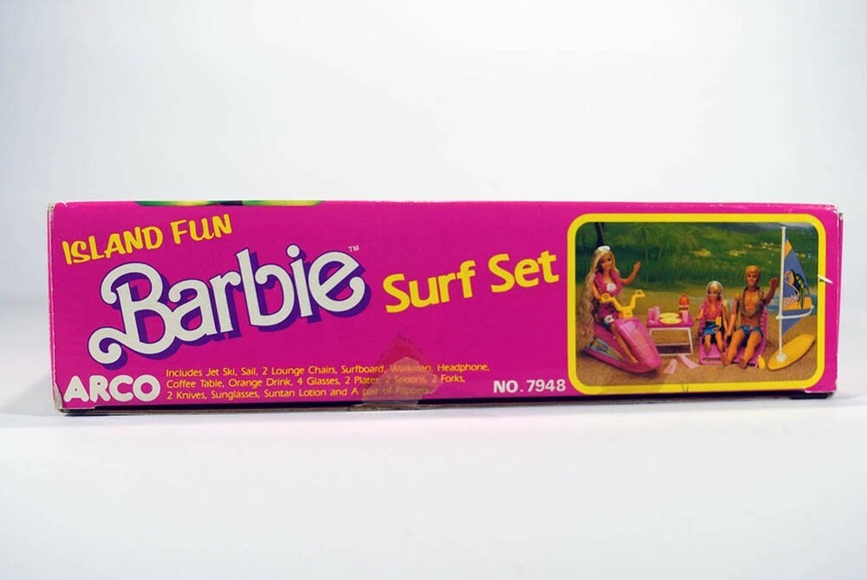 NIB Vintage Barbie Island Fun Surf Set 25 Piece Complete 1987 Arco | eBay