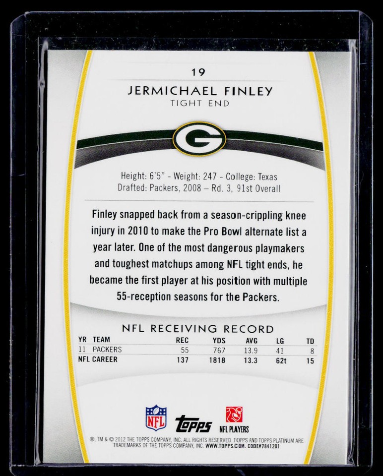 2012 Topps Platinum #19 Jermichael Finley Ruby | eBay