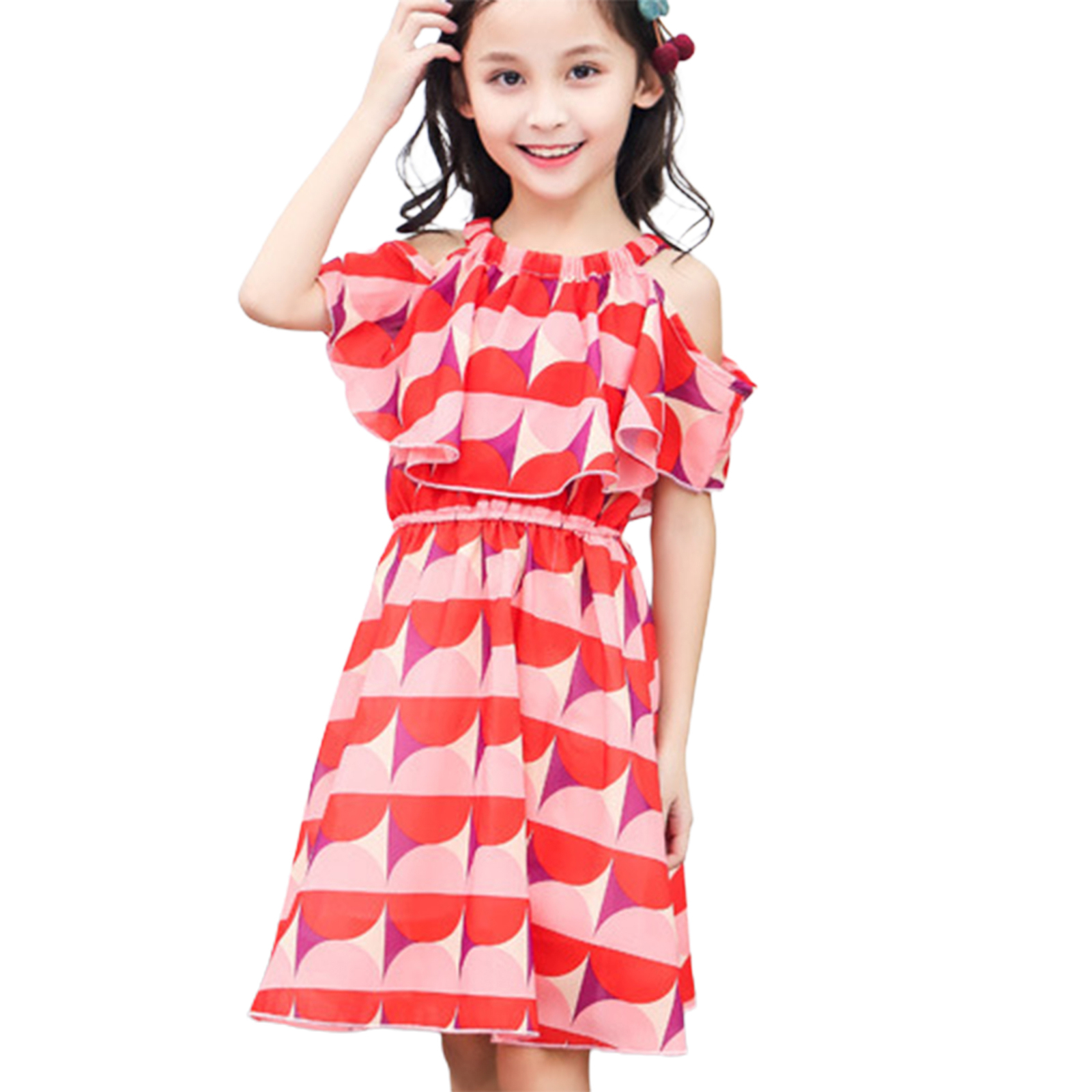 Princess Dress Skin-friendly Slim Summer Girls Short Sleeve Sundress ...