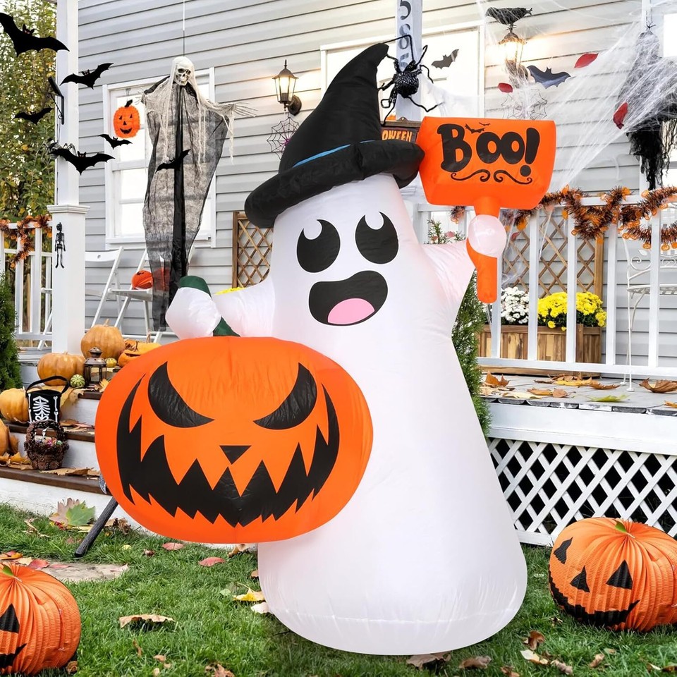 Inflatable Halloween Blow Ups, 5FT Outdoor Ghost Pumpkin Halloween ...