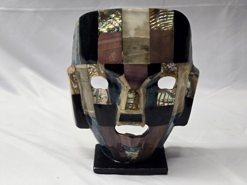 Vintage Mayan Aztec Death Burial Mask Semi Precious Stone Turquoise ...