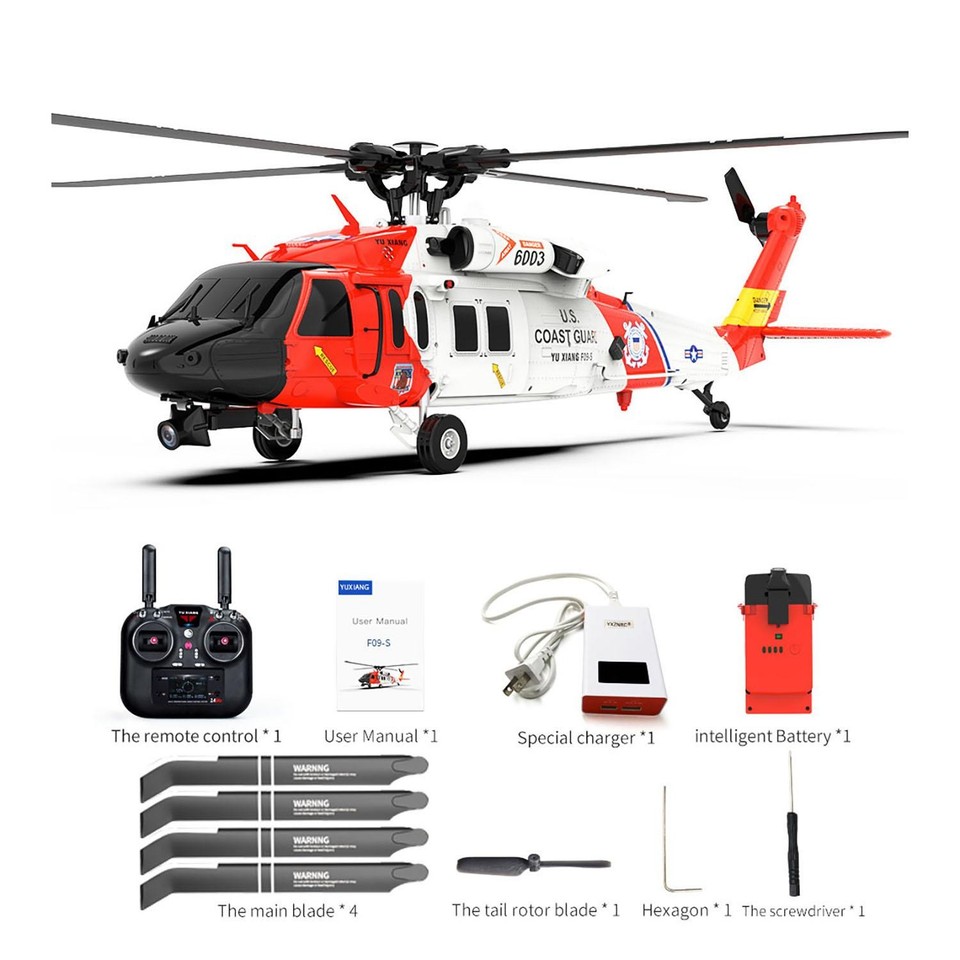 YXZNRC F09-S 1:47 RC Helicopter UH60 6CH Drone Gyro GPS Lights ...