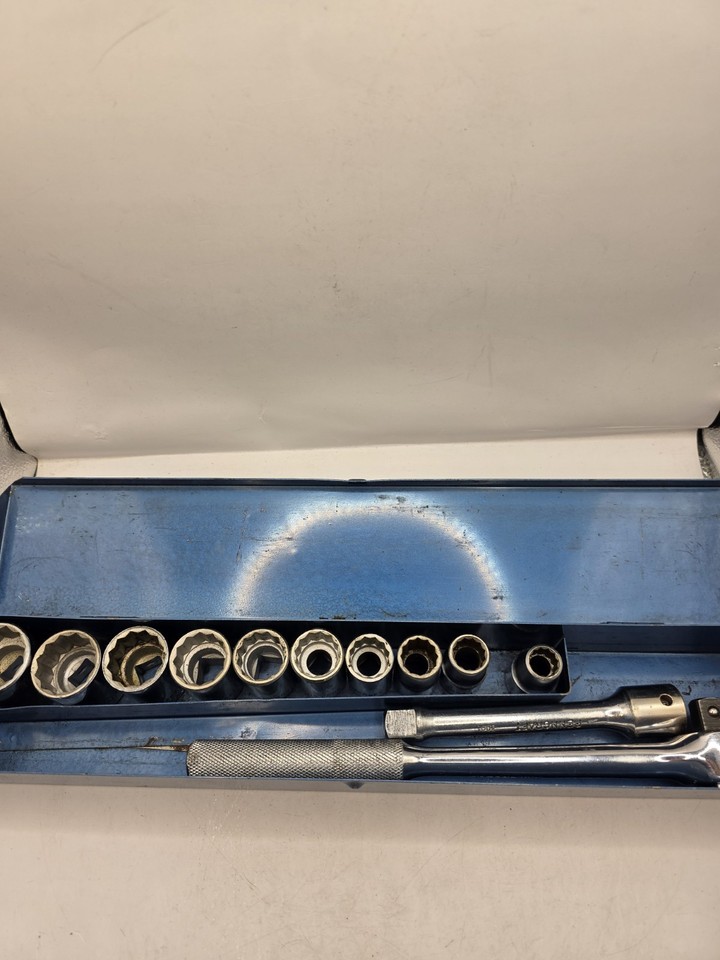 Penncraft 12Pc 1/2" dr. 12 Point SAE Socket Set w/Case USA J.C. Penney Tool Set | eBay