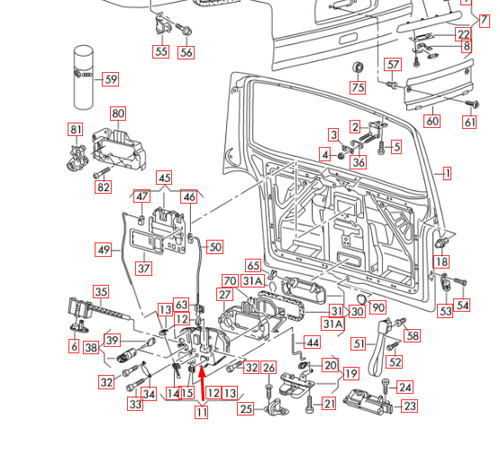 VW TRANSPORTER T5 Rear Trunk Boot Carrier Lock Mechanism 7H0827426AA | eBay