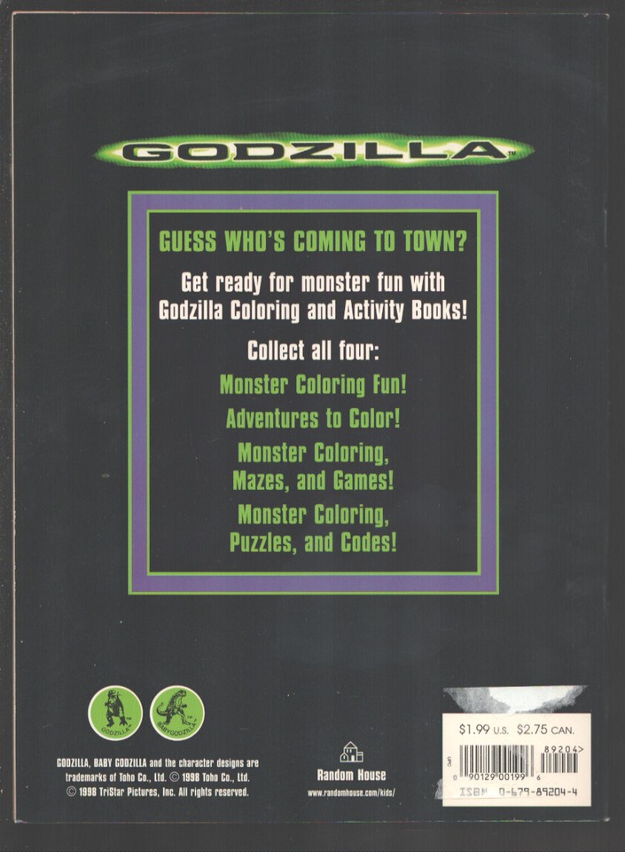 Godzilla Color & Activity Book # 1984 - Randon House -VF - Comic Book ...