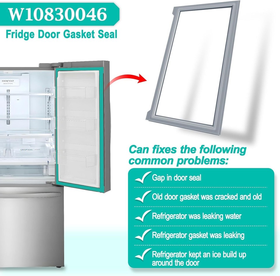 New W10830046 Refrigerator Fresh Food Door Gasket Seal Fit Whirlpool ...