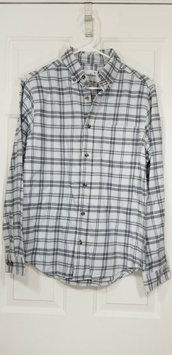Men's Goodfellow Plaid Gray Flannel LS Standard Fit Shirt - Small | eBay