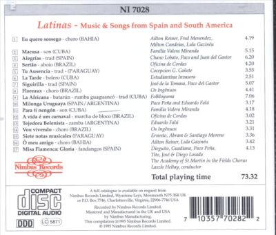 VARIOUS ARTISTS - LATINAS: MUSIC & SONGS FROM SPAIN & SOUTH AMERICA NEW ...