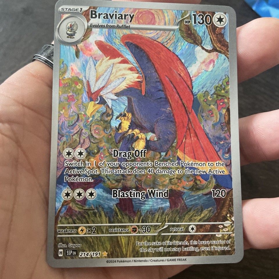 Pokémon TCG Braviary Illustration Rare Card 214/191 Surging Sparks | eBay