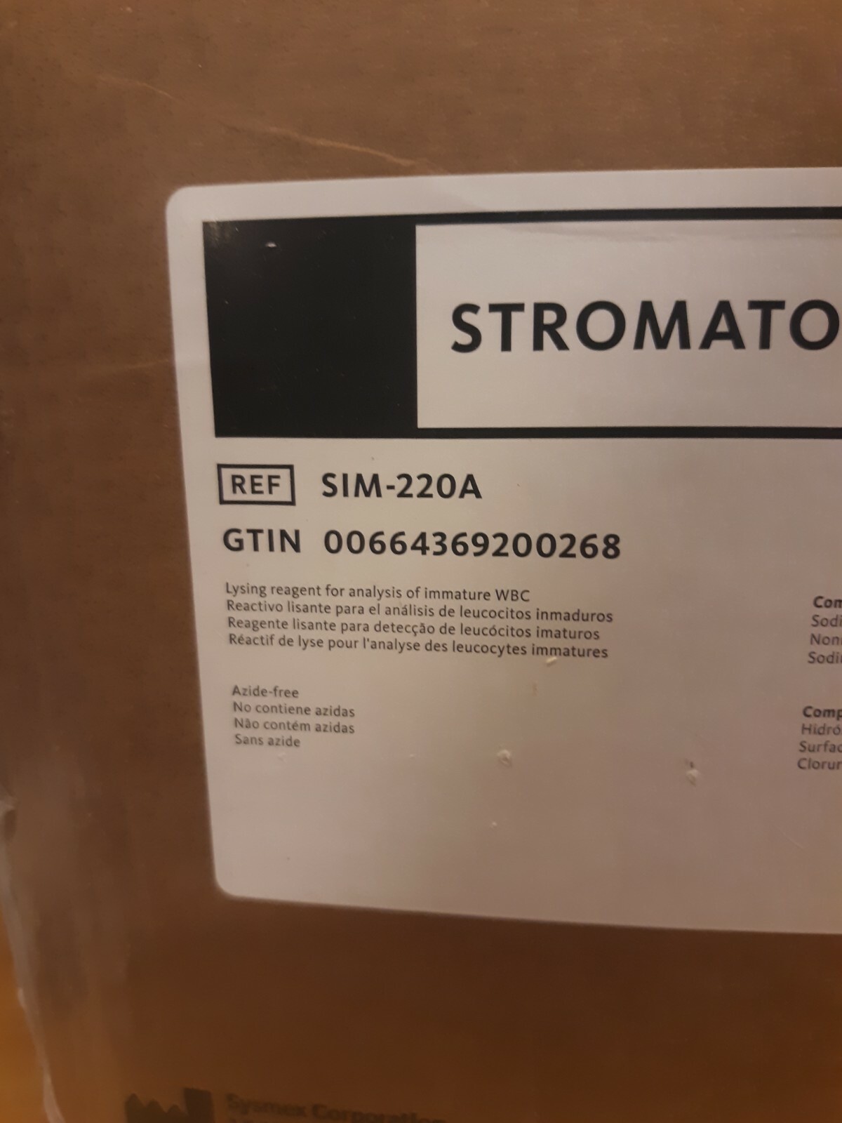 Sysmex SIM-220A STROMATOLYSER 10L LYSING Reagent NOT EXPIRED WBC for ...