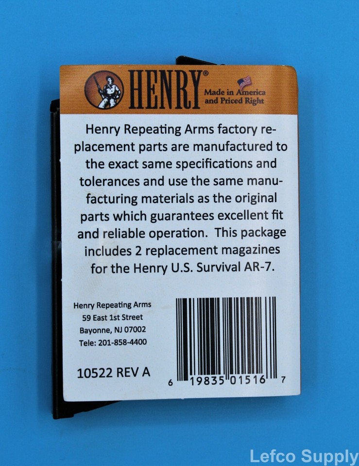 Henry Survival Rifle Magazine 2-Pack .22 LR 8-Round RD Clip Mag 22 US ...