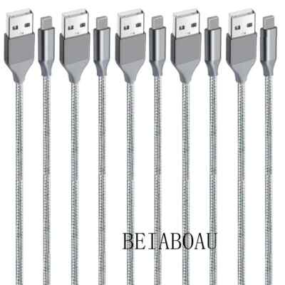 5Pack Lot Bulk 6Ft USB Cable Braided For Apple iPhone XR 8 7 6 iPad ...