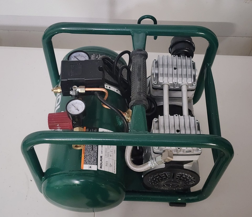 RolAir JC10PLUS Oil Free, 2.5 Gallon, 1 HP Air Compressor, Ultra-Quiet ...