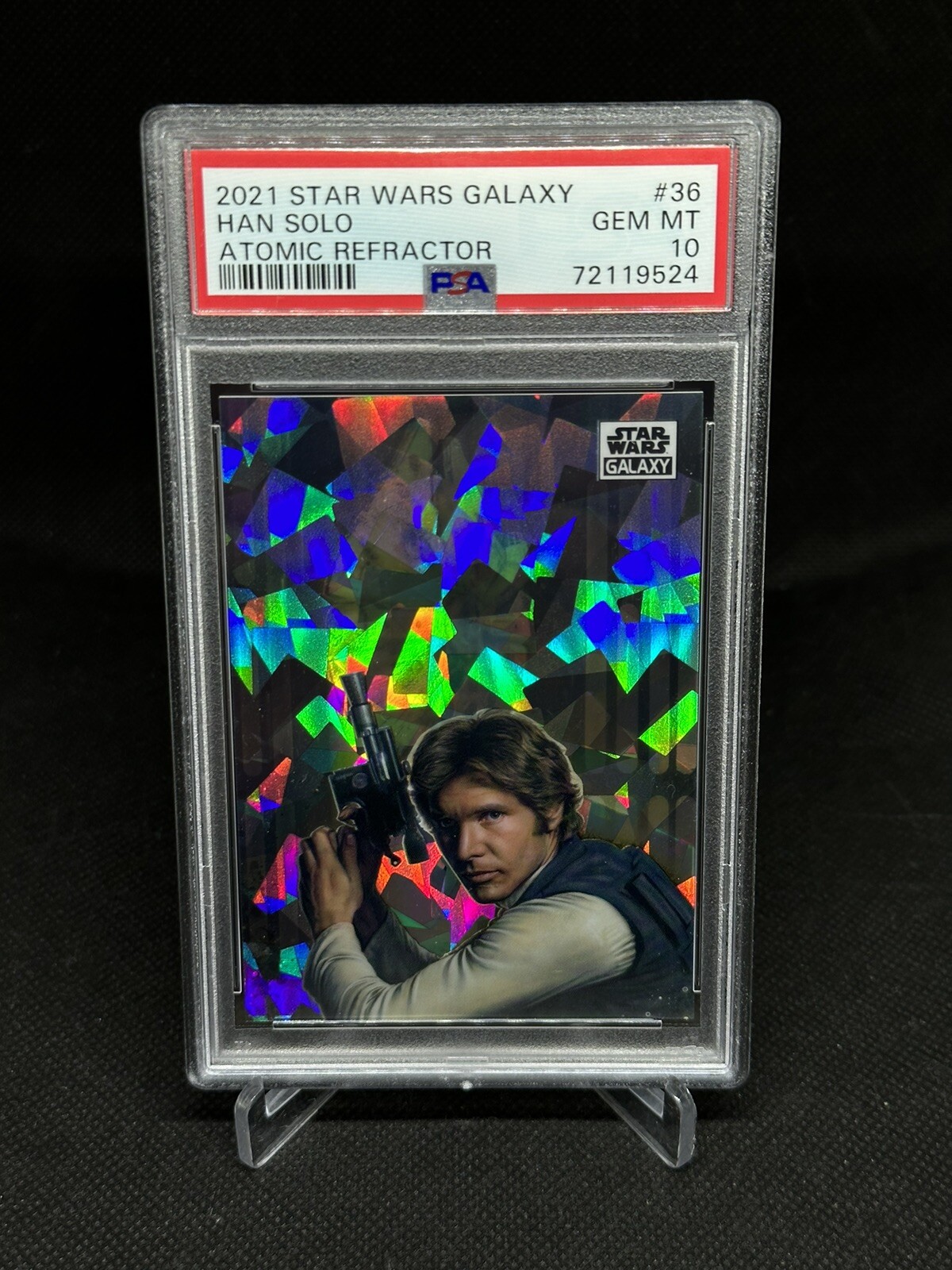 Han Solo 2021 Topps Chrome Star Wars Galaxy #36 Atomic Refractor /150 ...