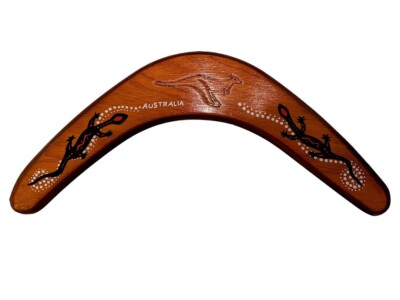 Bunabiri Aboriginal Art Wooden Boomerang Painted Lizard Handmade in ...