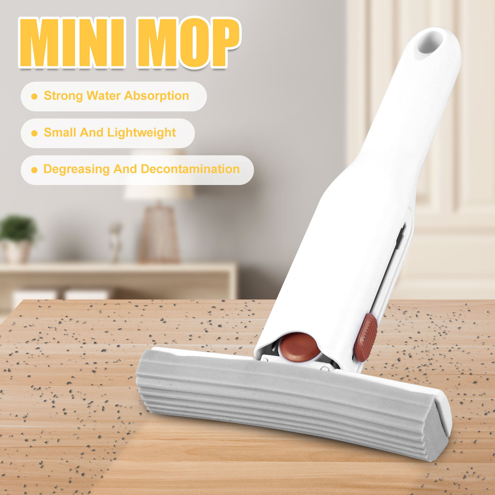Mini Mop Self-Squeeze Sponge Mop Strong Absorbent Damp Duster ...