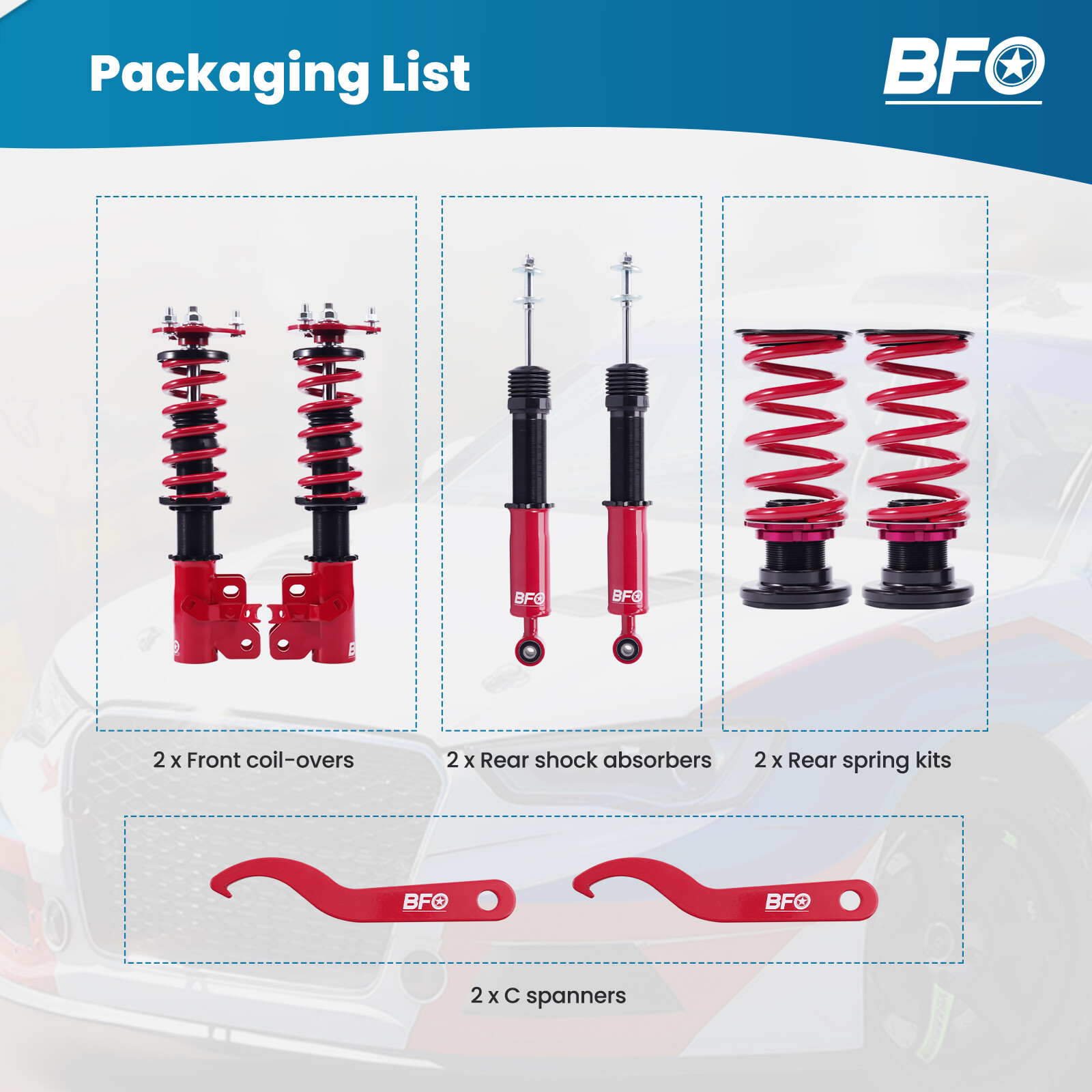 BFO Coilover Struts Shocks Set For Honda Civic EX LX Sedan 2006-2011 ...