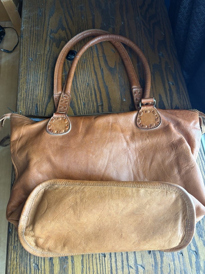 NOONDAY COLLECTION Rustic Leather Purse Tote Shoulder Hand Bag Brown ...