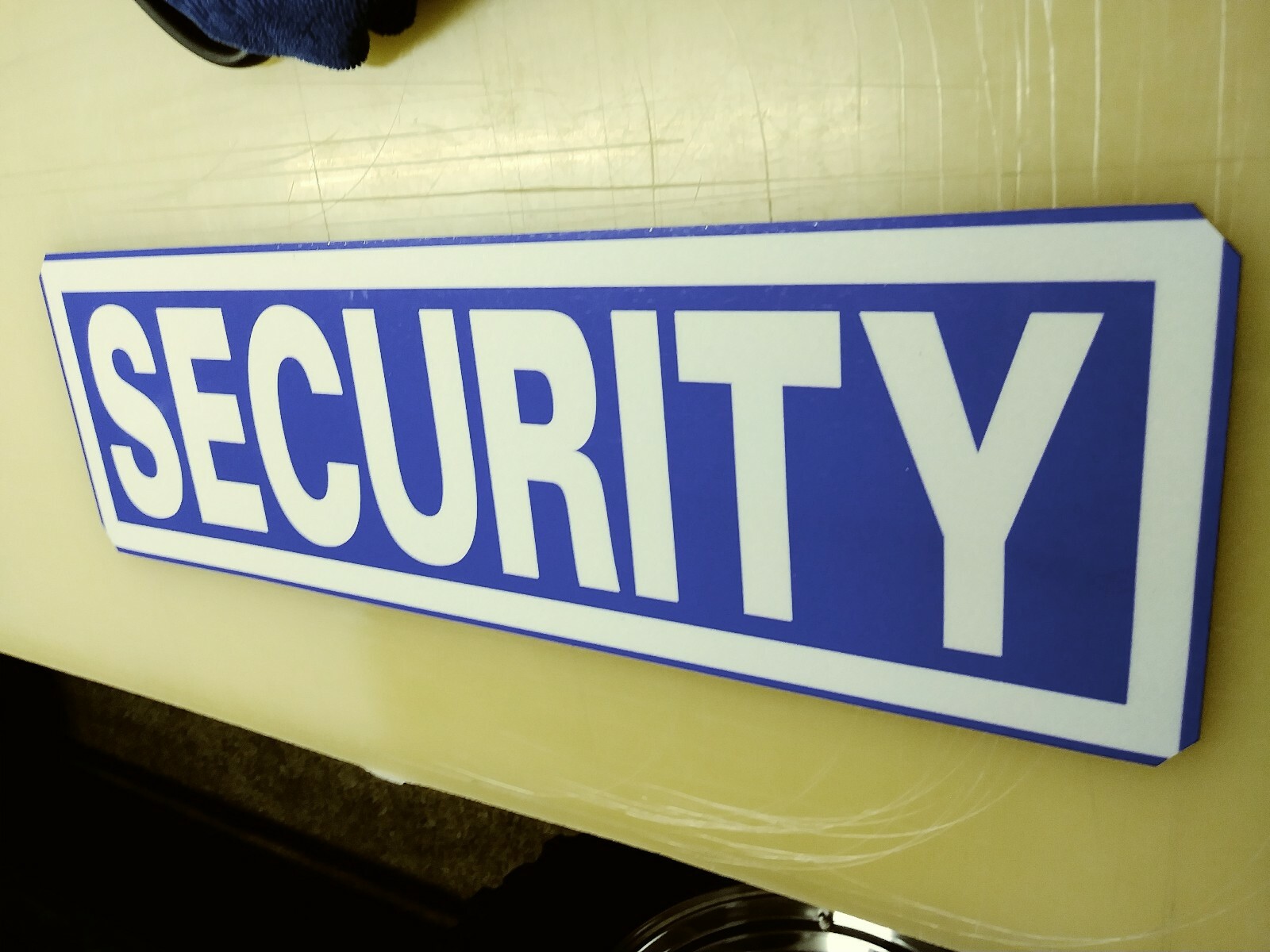 security magnetic door signs all reflective white text blue background ...