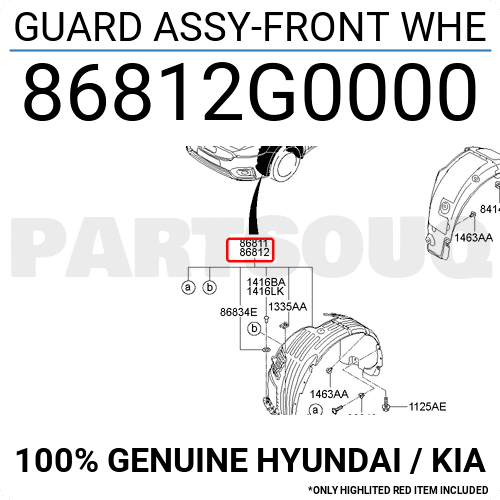 86812G0000 Genuine Hyundai / KIA GUARD ASSY-FRONT WHE | eBay