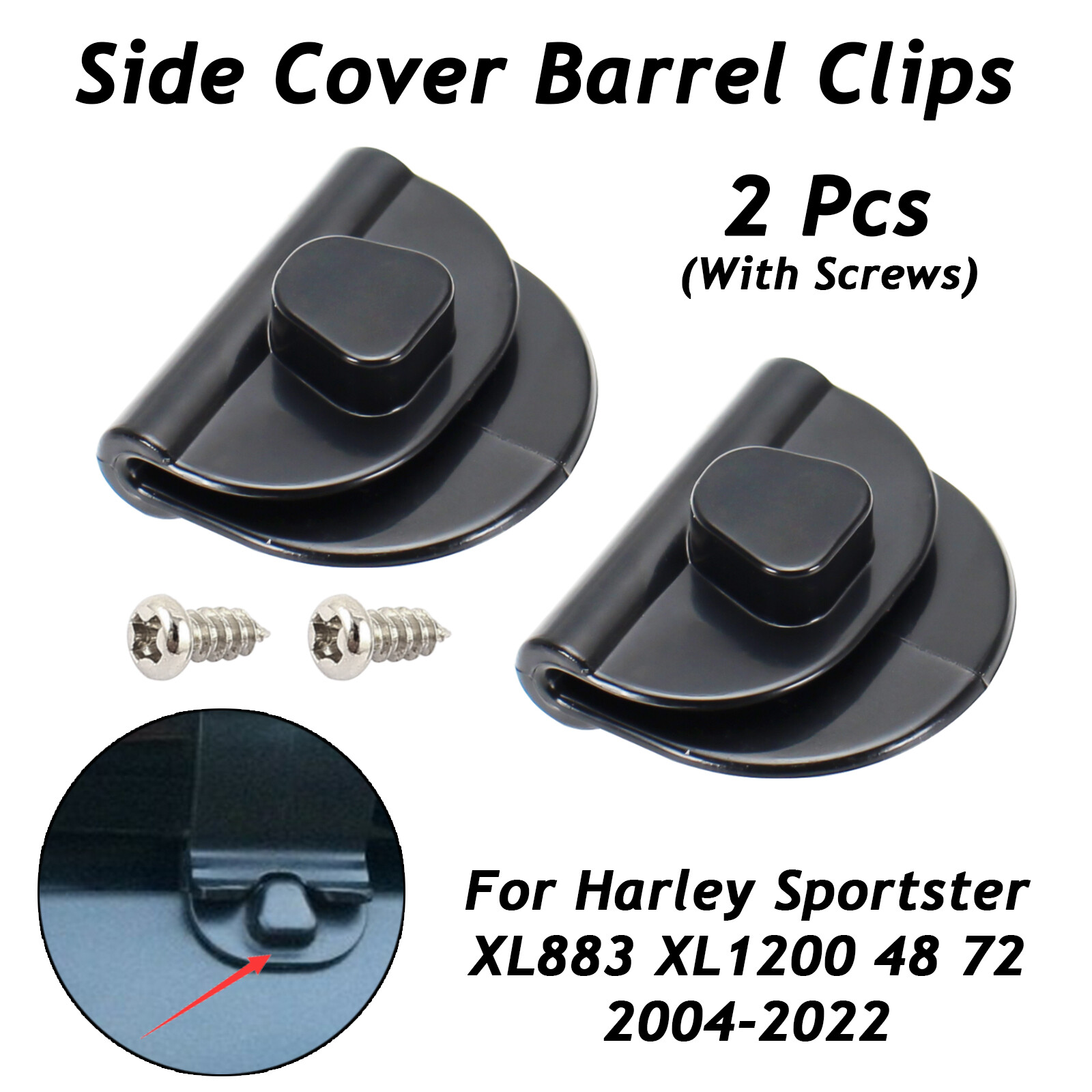 Left Side Battery Side Cover Barrel Clips For Sportster XL883 XL1200 48 ...