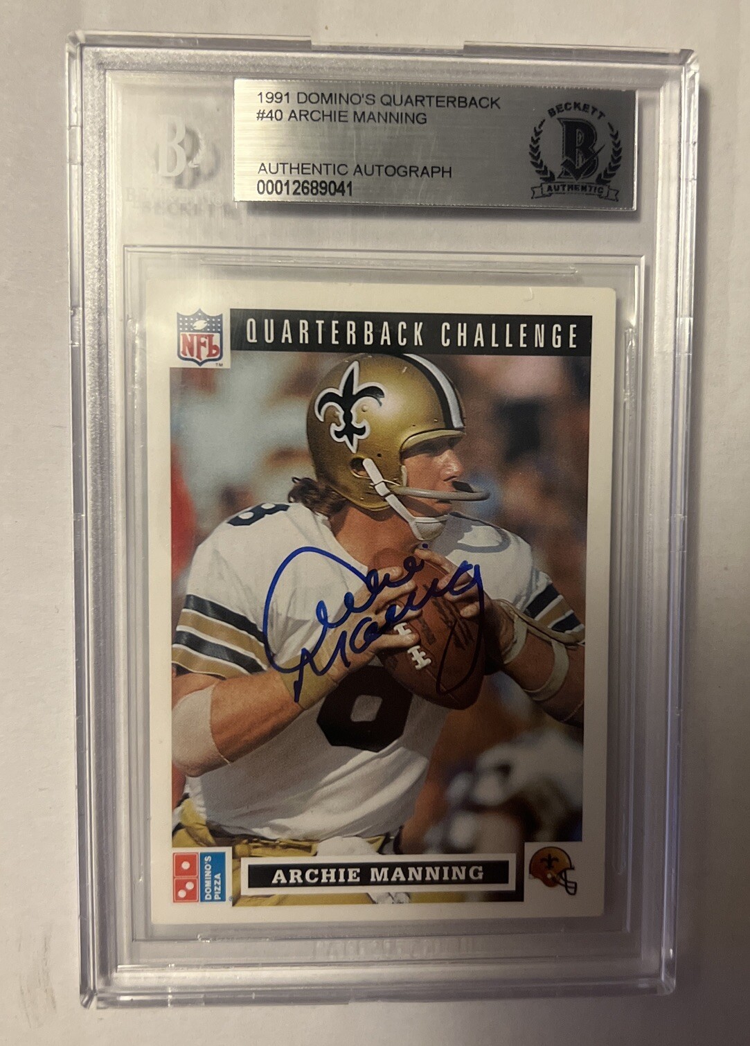 Archie Manning Signed 1991 Domino's Quarterbacks #40 BAS Beckett ...