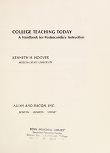 College Teaching Today : A Handbook for Post-Secondary Instruction by ...