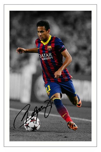NEYMAR JR Signed Autograph PHOTO Fan Gift Signature Print BARCELONA ...