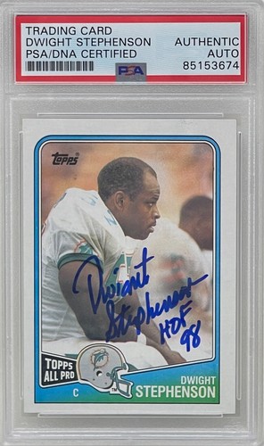 Dwight Stephenson Signed 1988 Topps Miami Dolphins NFL Football Card ...