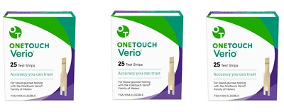 OneTouch Verio Blood Glucose Test Strips 25ct (3 Pack) | eBay