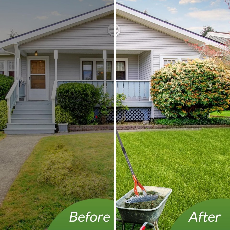 Steel Thatch Rake 15 Inch Lawn Dethatcher Garden Yard Grass Cleaning ...