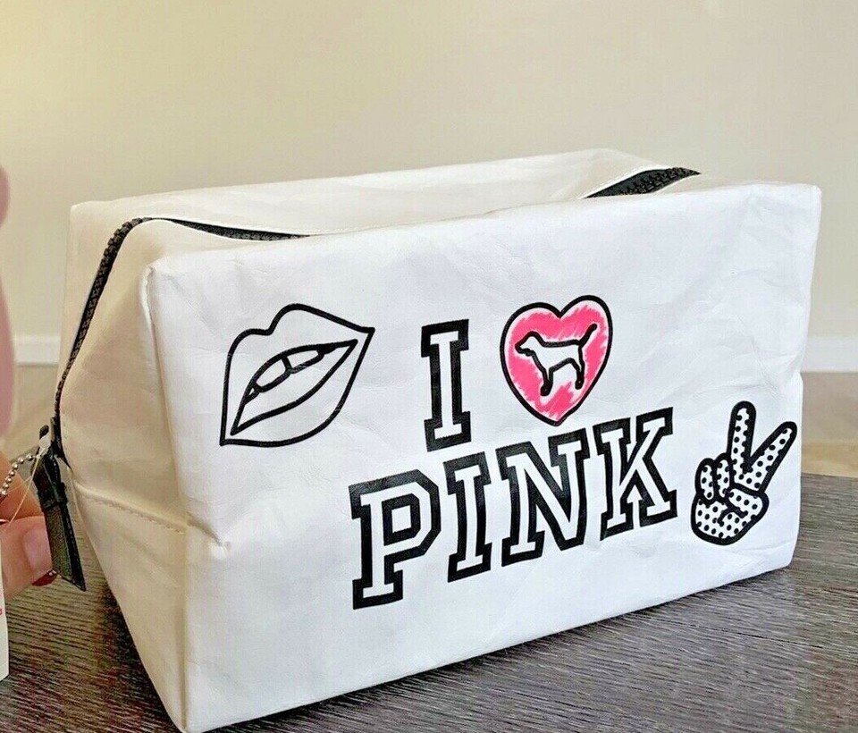 2 Pcs Victoria's Secret PINK Make Your Mark Beauty Bag Cosmetic Makeup ...