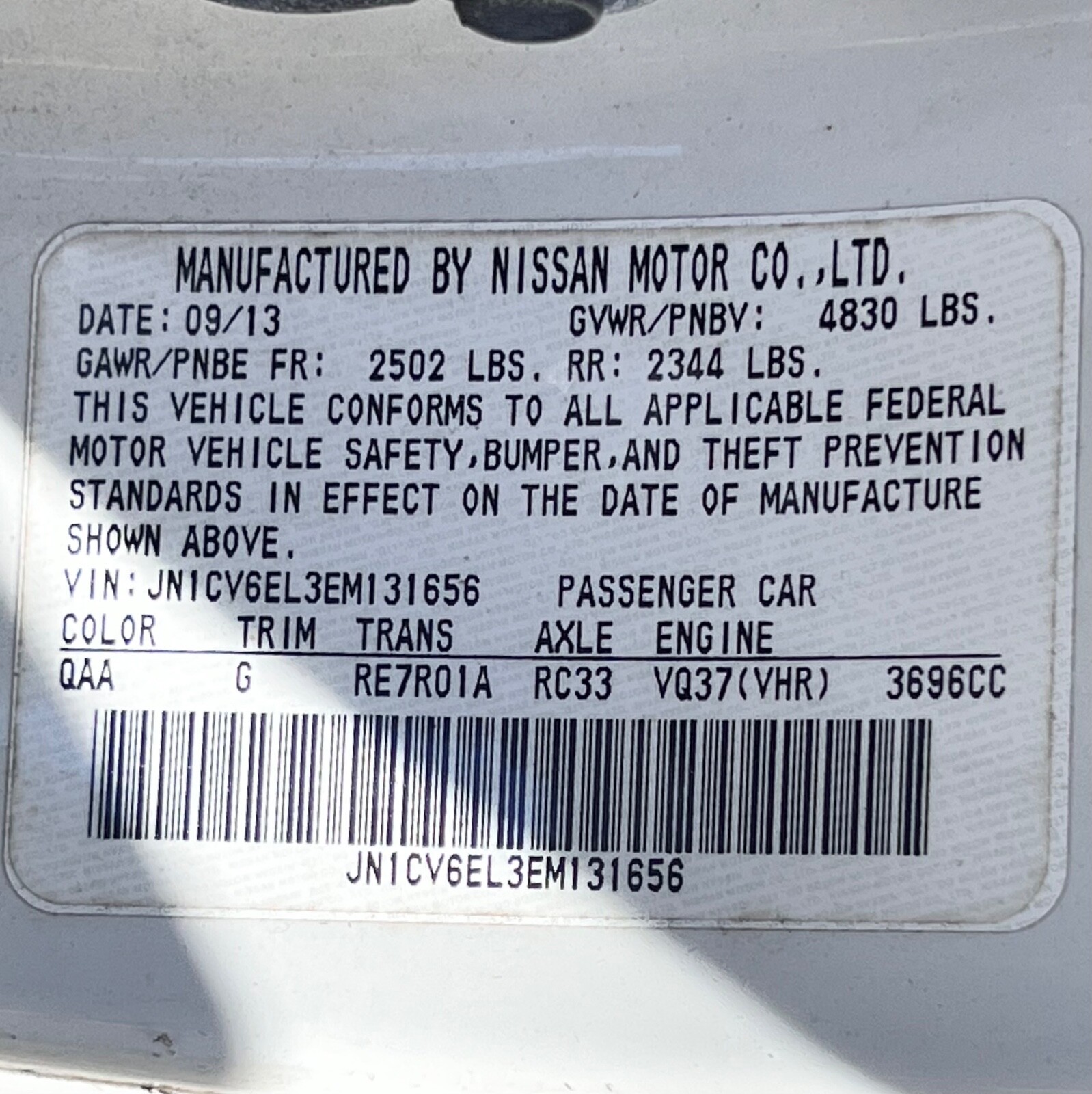 2009-2015 Infiniti G37 Q50 Q40 Q60 3.7L AWD 4WD Engine Motor VQ37VHR ...