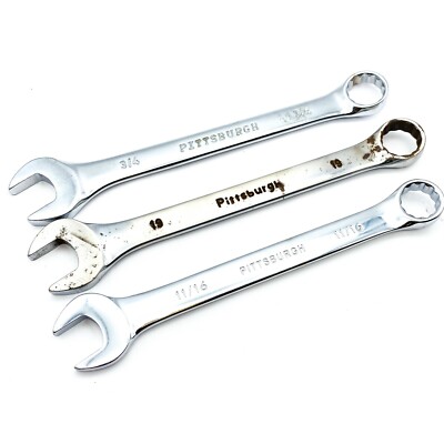 3 Pcs Pittsburgh CR-V 3/4 in, 11/16 in, 19 mm Combination Wrench Set | eBay