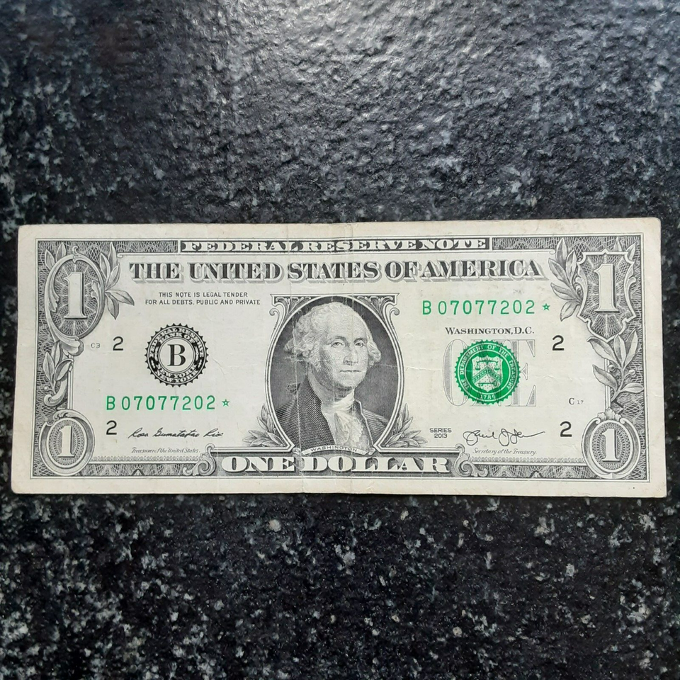 DC Duplicate Serial Number STAR Note B 07077202 ☆ One Dollar $1 Bill ...