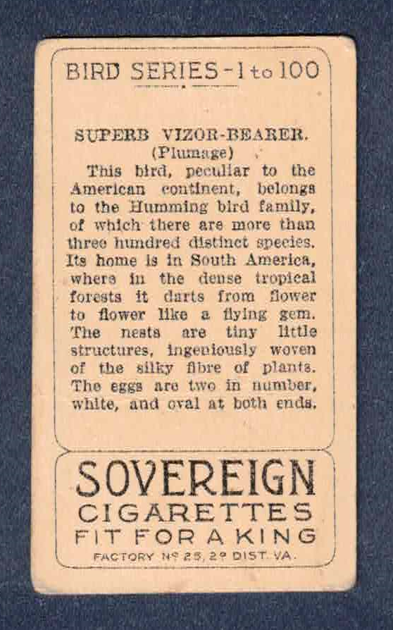 SUPERB VISOR BEARER 1910 T42 Bird Series-Type 1 (WHITE BORDER ...