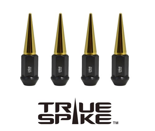 20 TRUE SPIKE 89MM 1/2" FORGED STEEL LUG NUTS 24K GOLD SPIKES FOR FORD ...