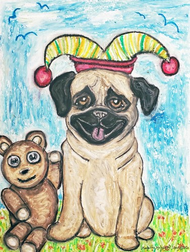 PUG Jester dog art print 13x19 Poster Teddy Bear | eBay