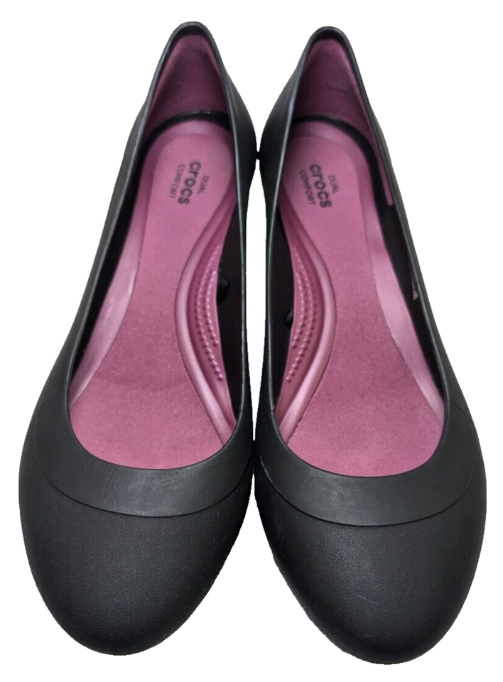 Crocs Lina Wedge Heels Size 8 Black 203408 Slip On Closed Toe Shoes ...