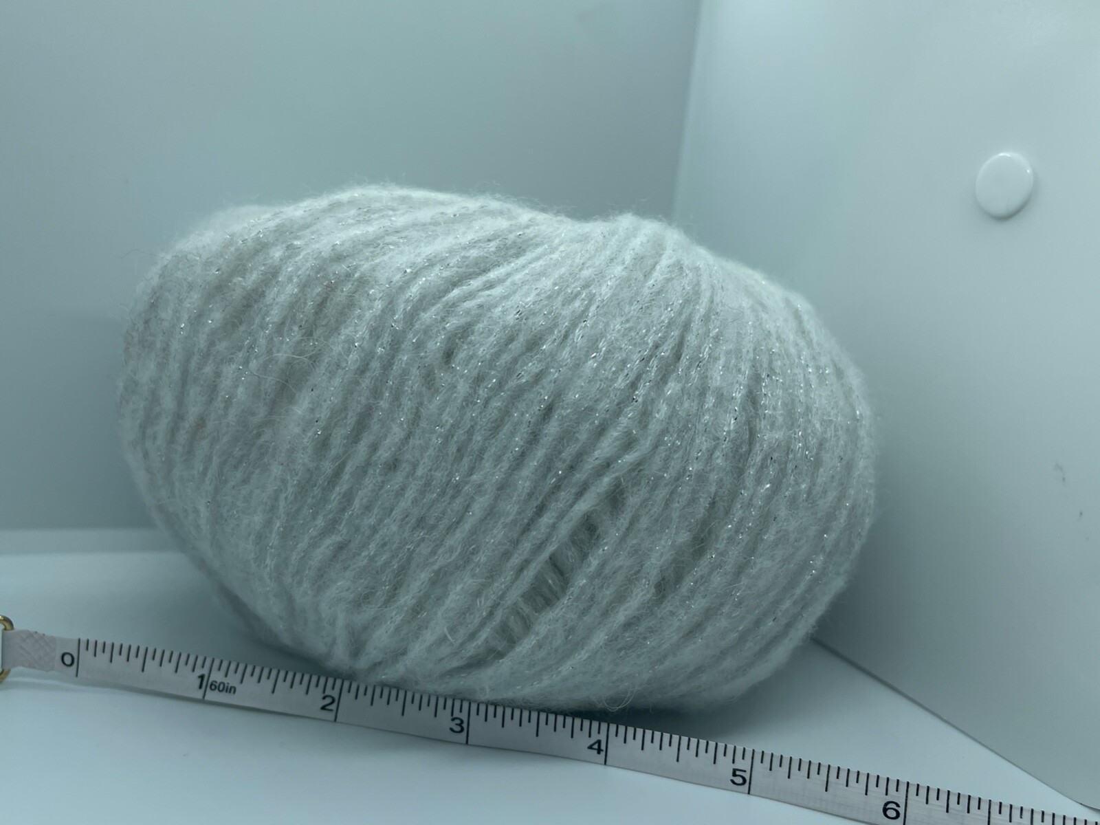 Charm White Silver 80424 Ice Yarns DK Mohair Wool Blend w/ Sparkle 50gr ...