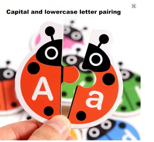 Wooden Ladybug Alphabet Matching Puzzle Double-Sided Learning Toy for ...