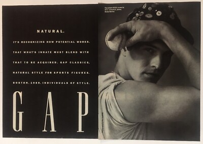 GAP Clothing Wes Gardner Red Sox 1989 Vintage Print Ad Two Pages 16x11 ...