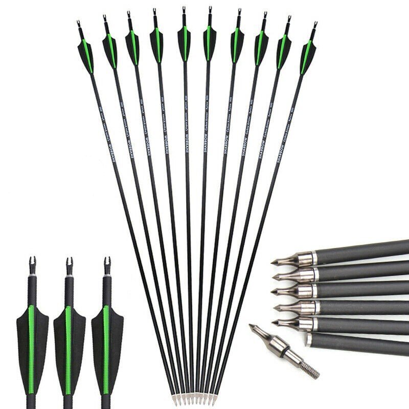 12/24Pcs 28/30/32 Inch Carbon Arrows OD 7.8mm Archery For Compound ...