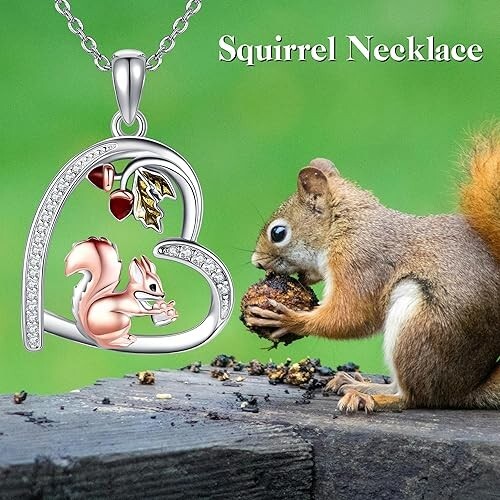 925 Sterling Silver Squirrel Pendant Necklace Jewelry Gift for Women ...