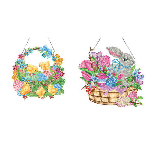 fr 5D Rabbit Basket Hanging Pendant With Light Strip DIY Acrylic Craft ...