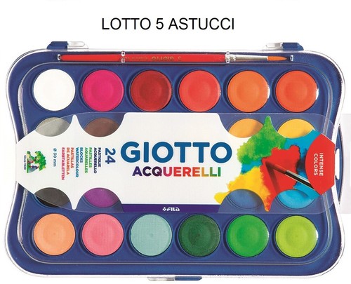 LOTTO GIOTTO Art. F352400 ACQUERELLI 5 CONFEZIONI 24 PASTIGLIE COLORATE ...