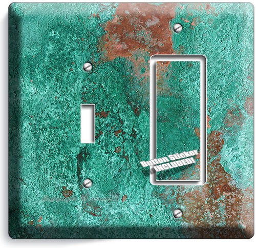 RUSTED COPPER GREEN PATINA RUSTIC LOOK LIGHT SWITCH OUTLET WALL PLATE ...