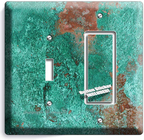 RUSTED COPPER GREEN PATINA RUSTIC LOOK LIGHT SWITCH OUTLET WALL PLATE ...