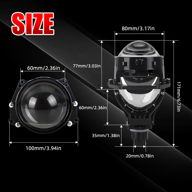 LHD 3.0'' Bi LED Projector Lens LED Headlight 20000LM 5000K Hi-Low 110W ...