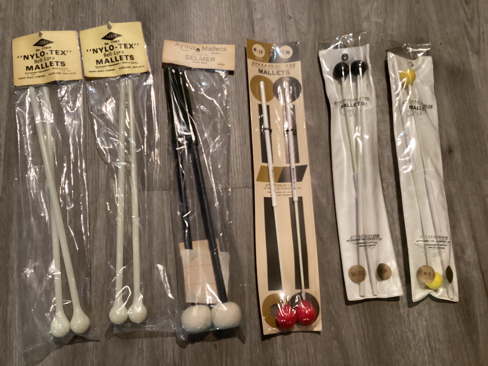 Six NOS Vintage New Drum Mallets Ludwig Musser Selmer Nylo-Tex E Knight ...